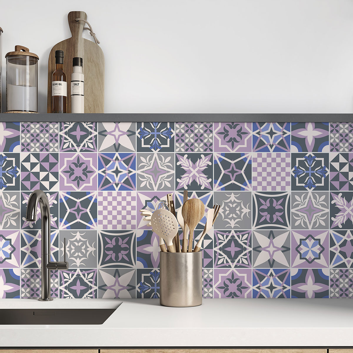 Colourful Spanish Tiles Vinyl Wrap Sticker - DecorWrap